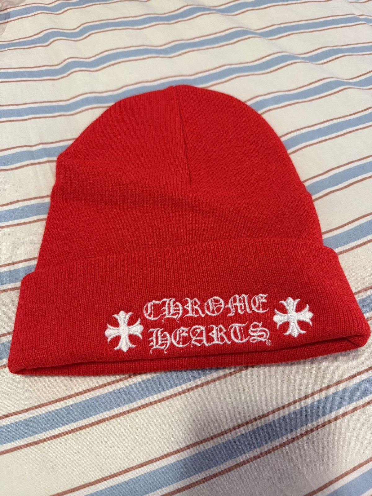 Chrome Hearts Chrome Hearts - Red logo Beanie | Grailed
