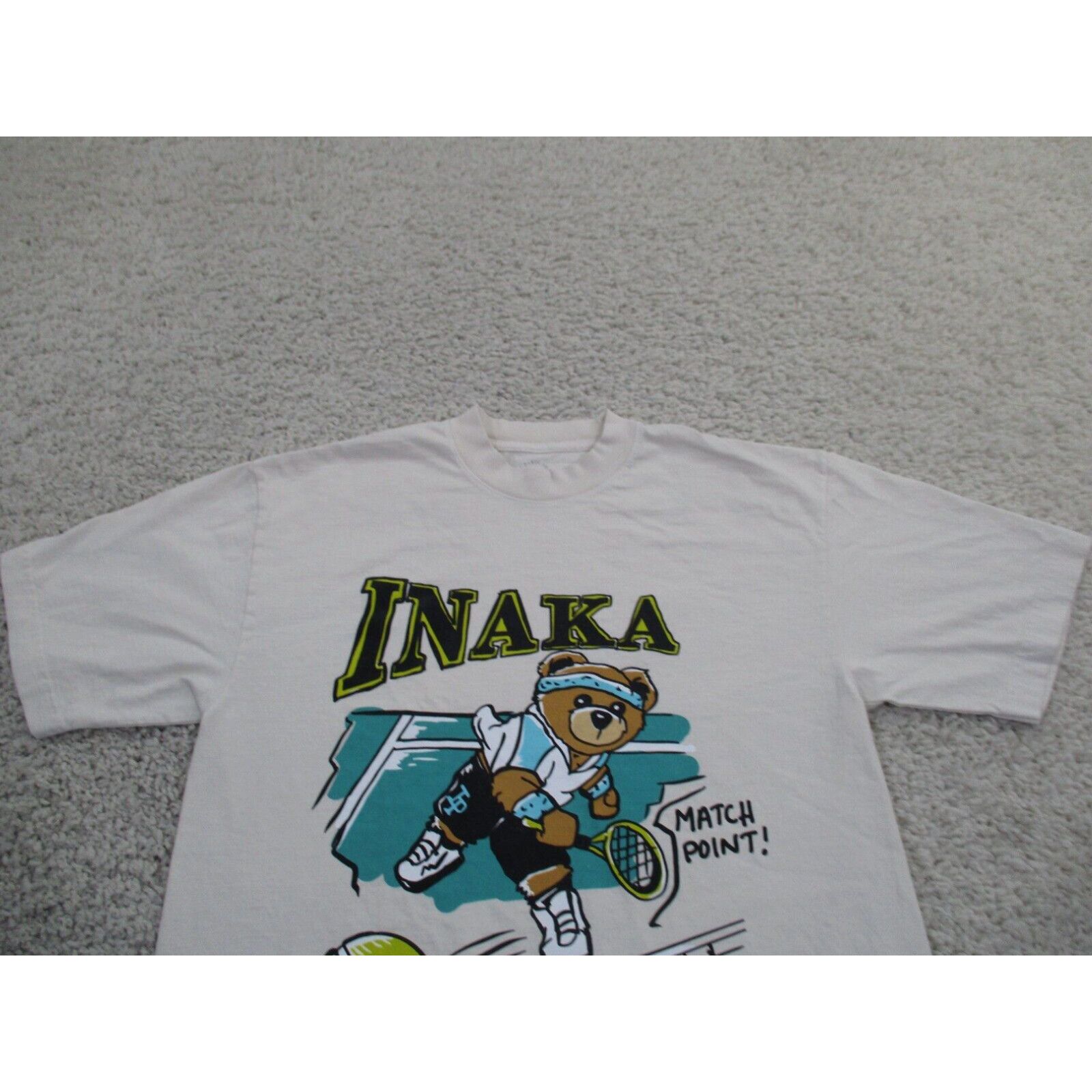 Logo 7 Inaka Shirt Mens Medium Beige Bear Logo Tennis Outdoor Gym ...