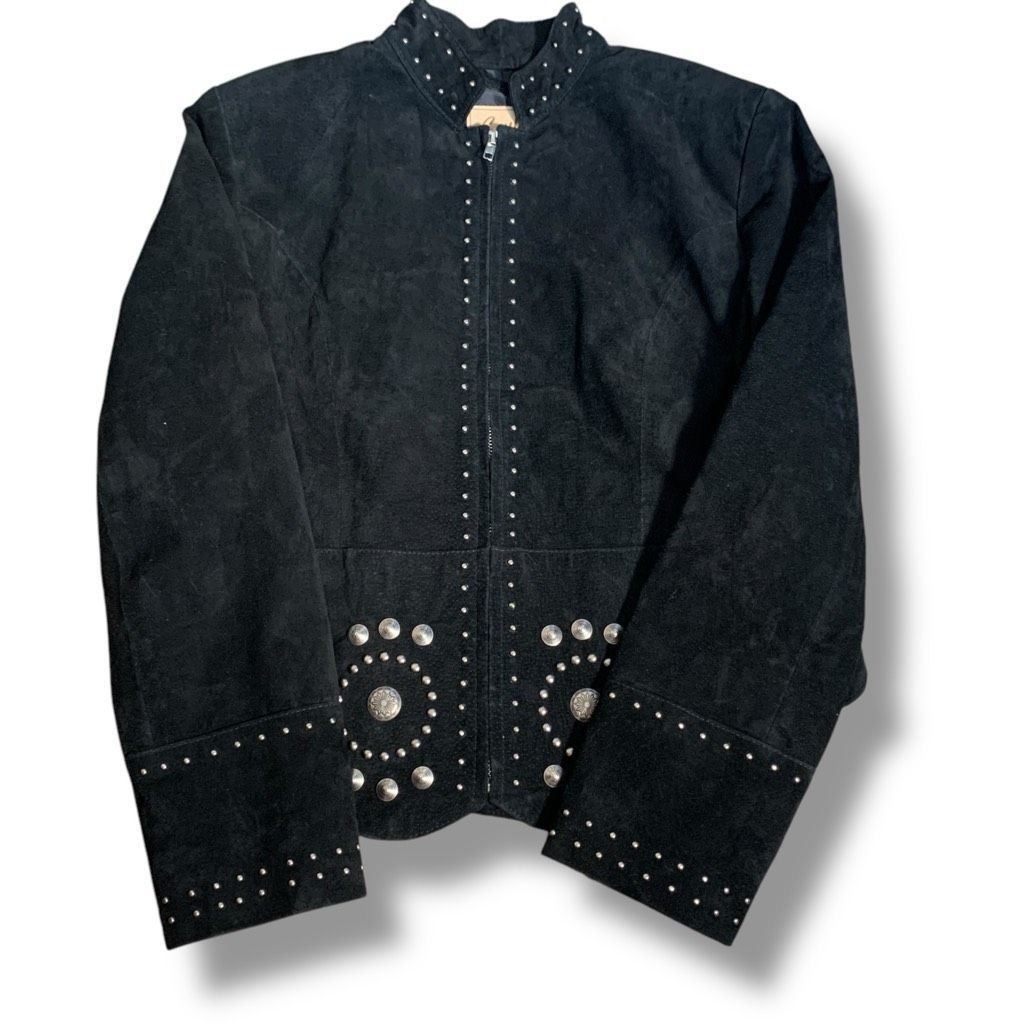 Scully Leather Scully Black Suede Leather Jacket Studded Western ...