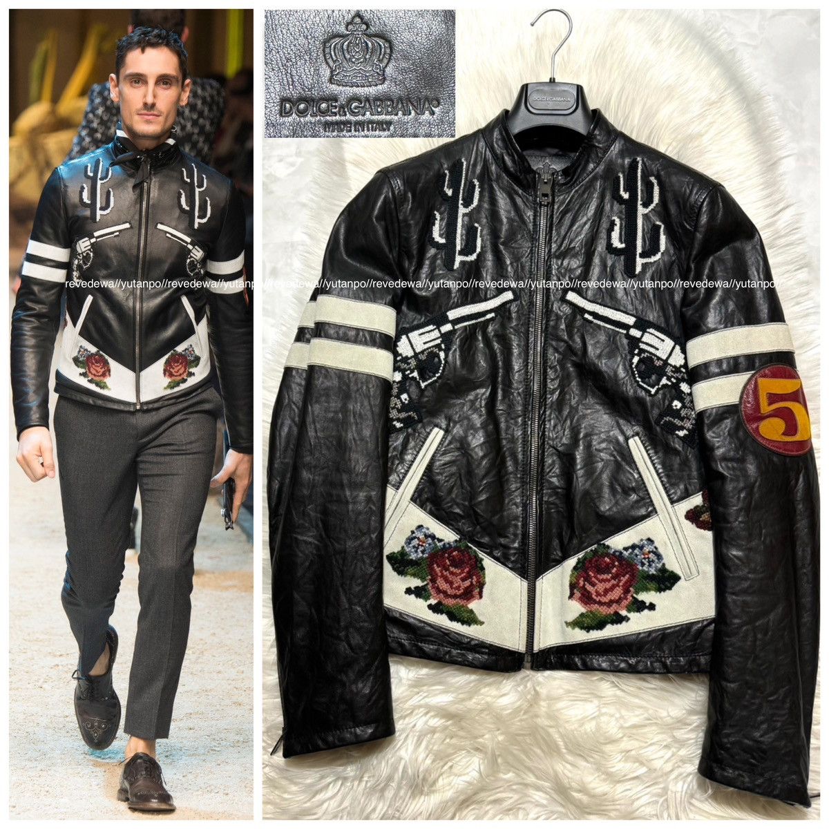 Dolce & Gabbana runway Dolce & Gabbana Mosaic Gun x Flower Leather ...