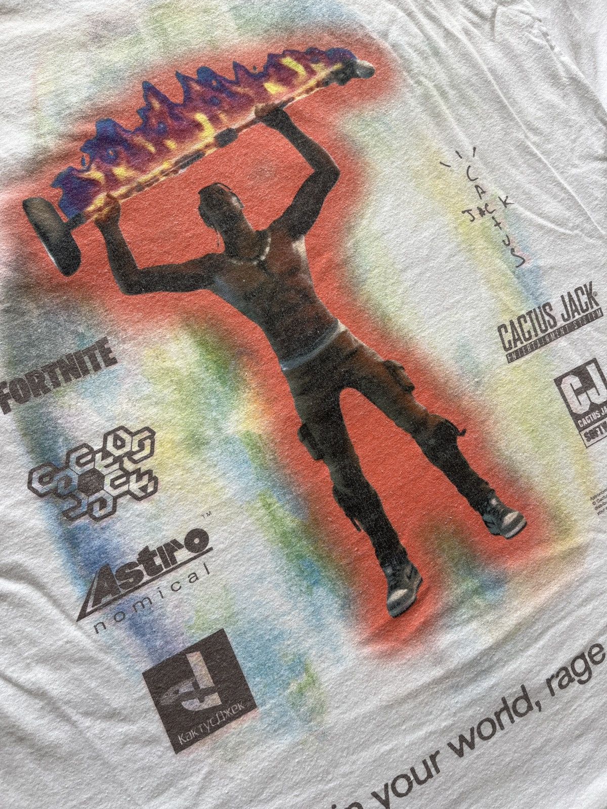 Travis Scott Travis Scott Fortnite Washed White Rage Emote T-Shirt ...