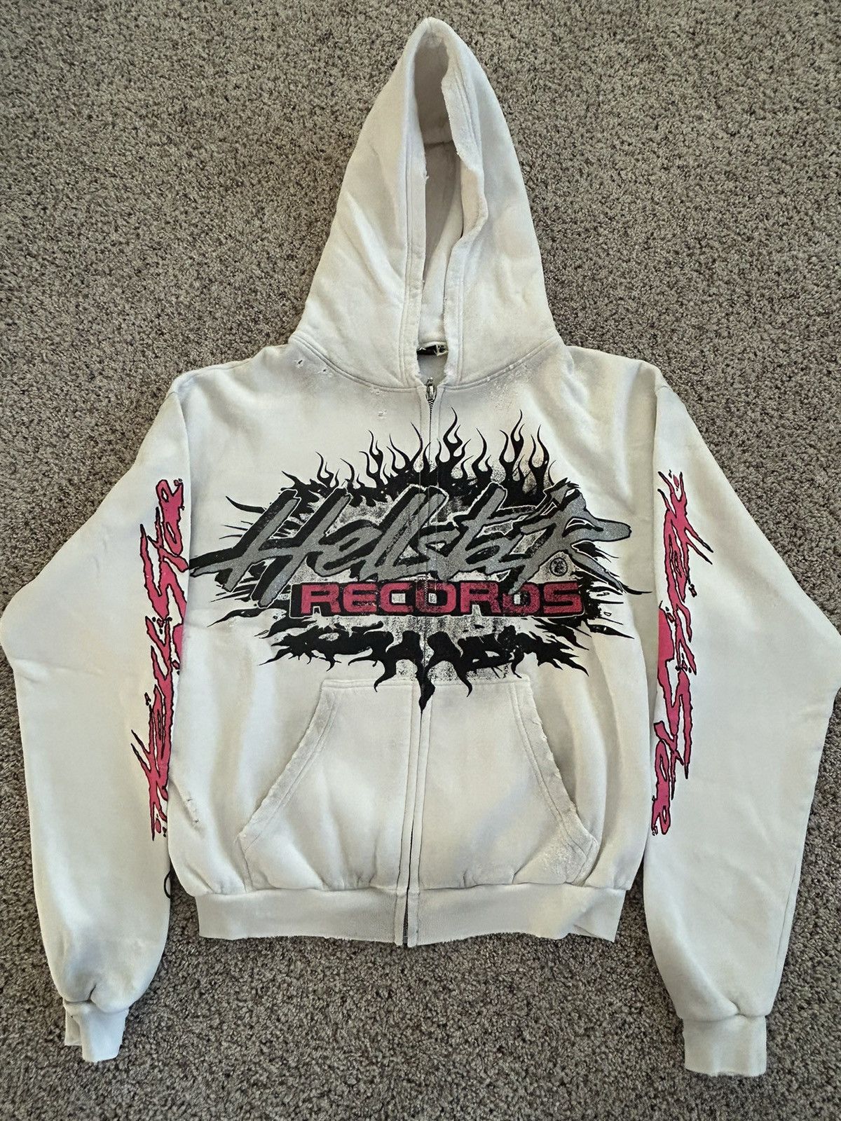 HELLSTAR Size M / Medium Hellstar Records White Flame Zip Up Hoodie ...