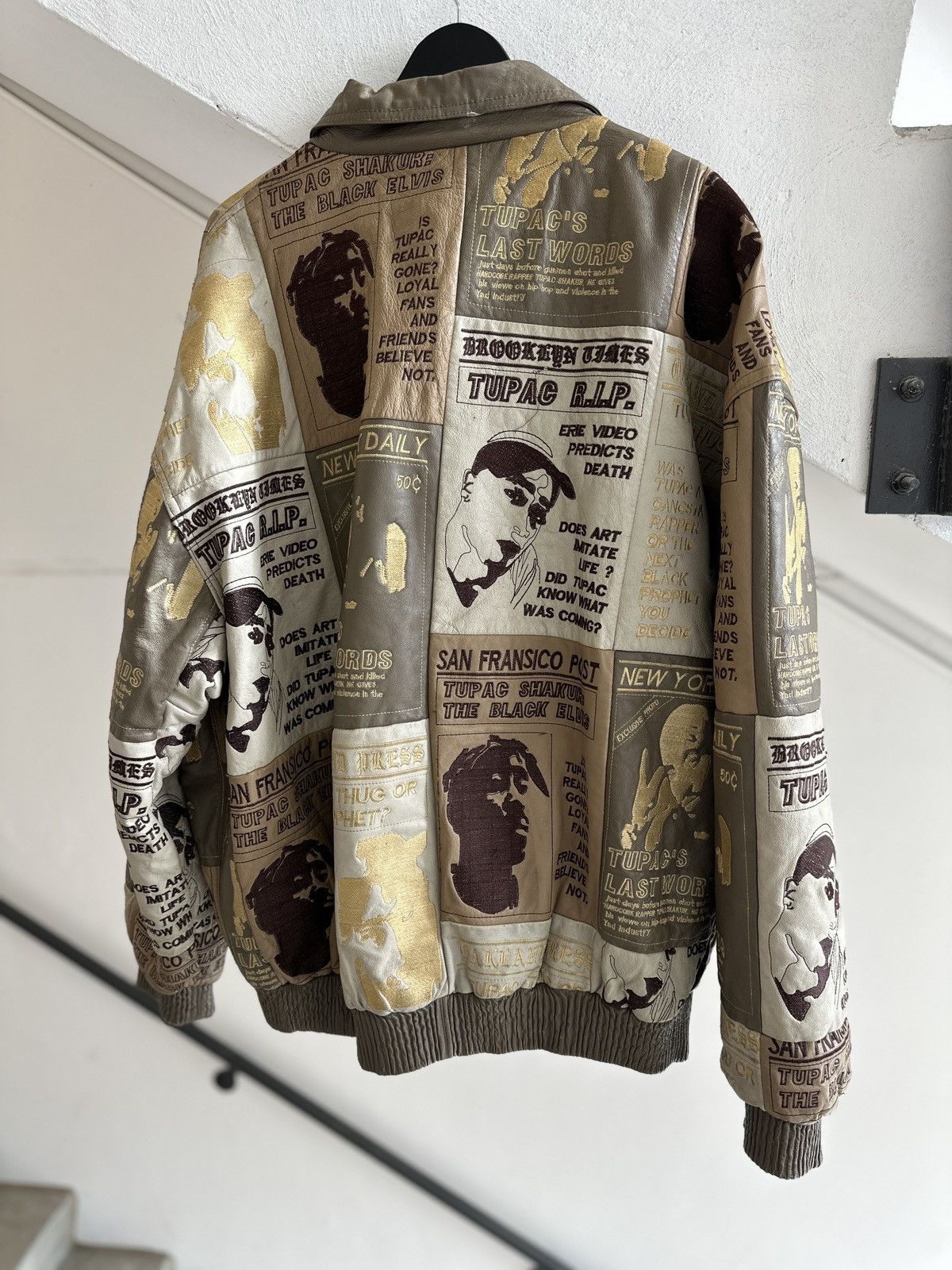 Vintage Vintage 2pac Tupac Leather Bomber Jacket | Grailed