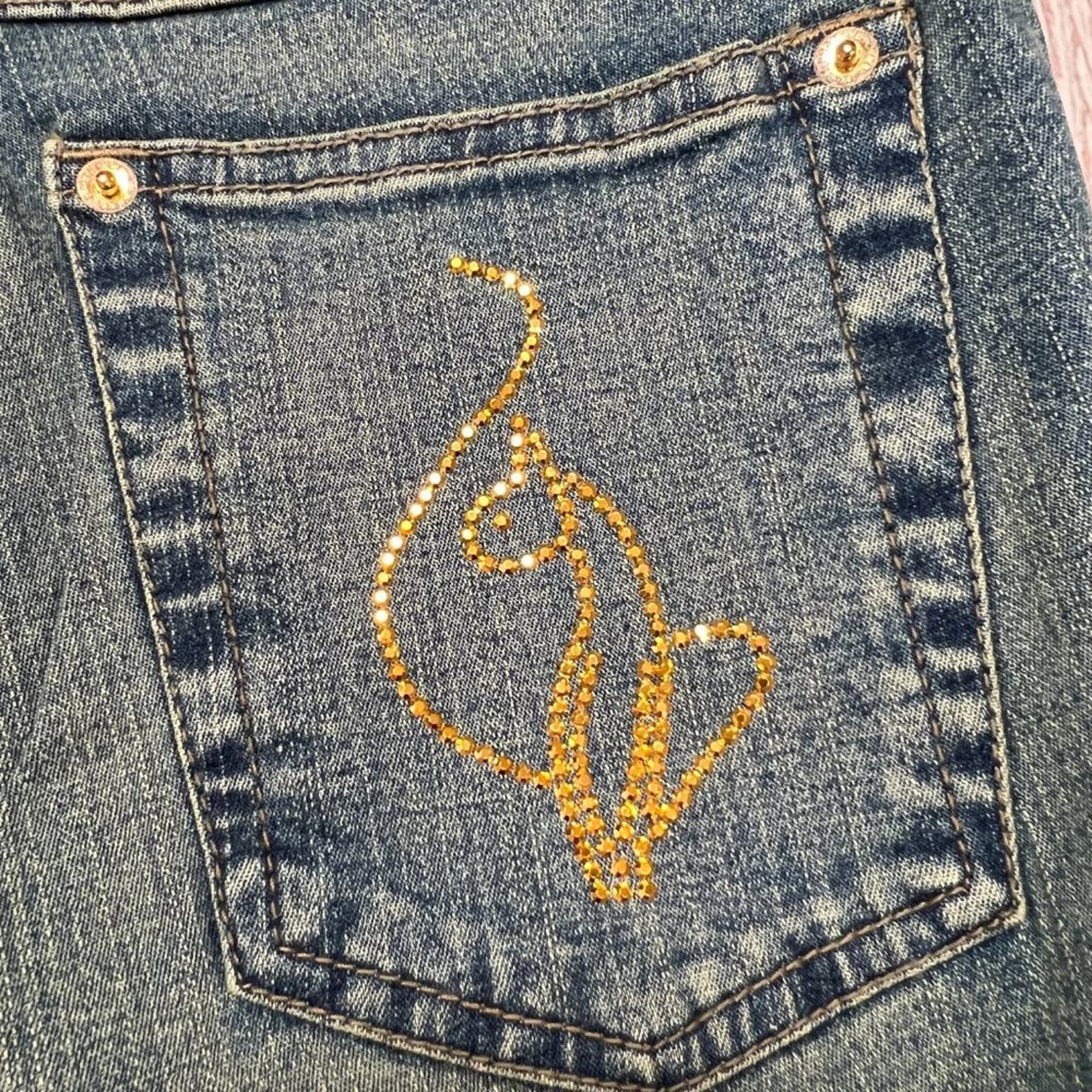 Phat Farm VINTAGE Y2K Baby Phat Cat Scratch Flare Jean Metal Stud Logo ...