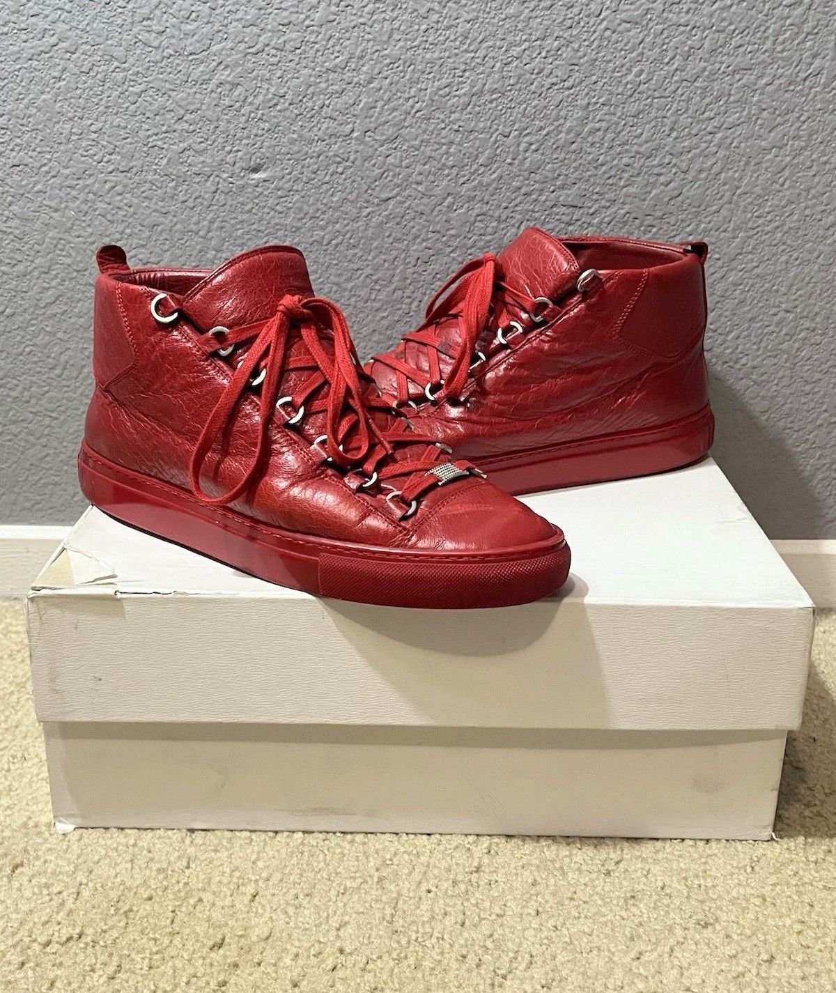 Balenciaga Balenciaga Arena Red 10 Leather High Tops | Grailed