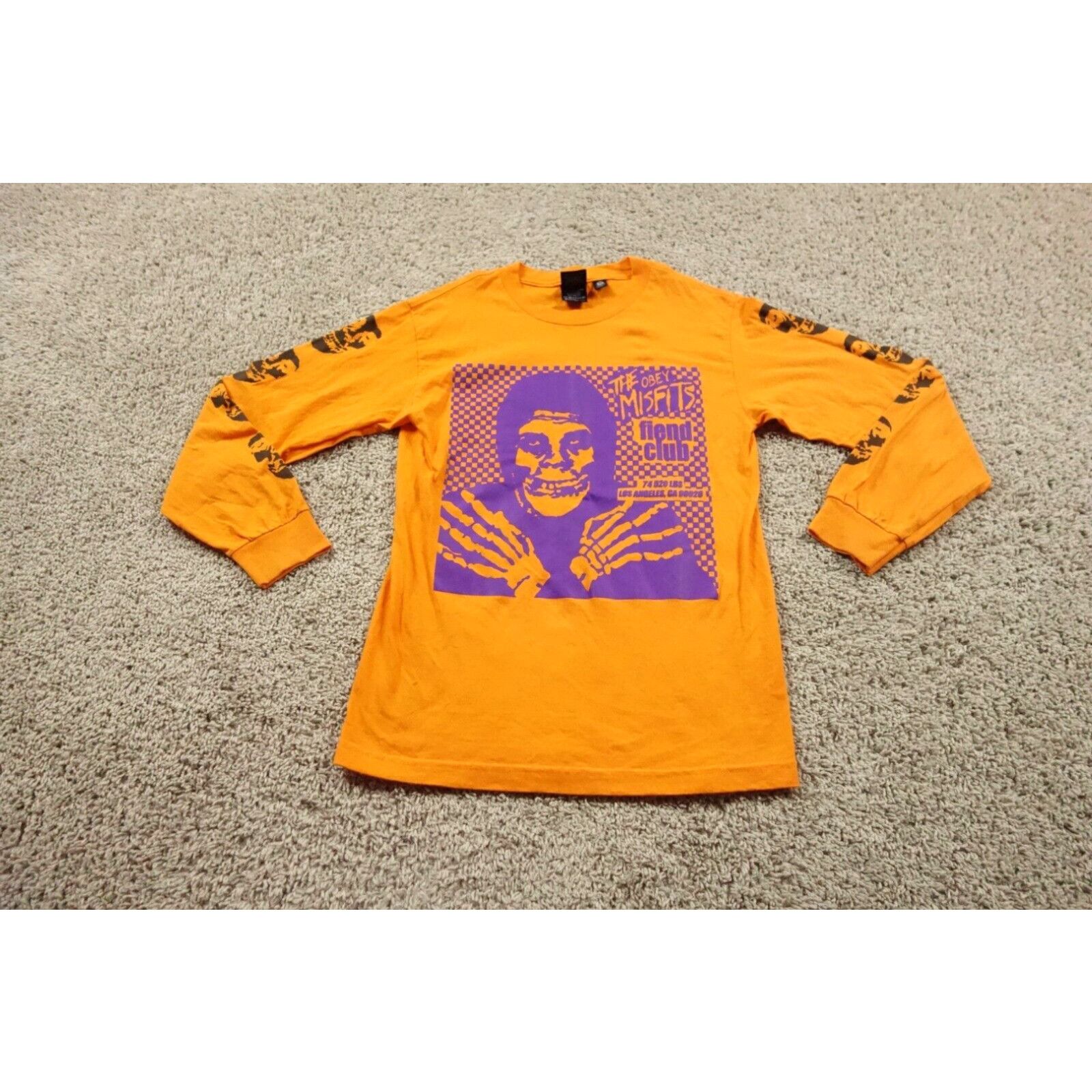 Obey Obey Shirts Mens Small Orange The Misfits Fiend Club Los Angeles Long Sleeve | Grailed