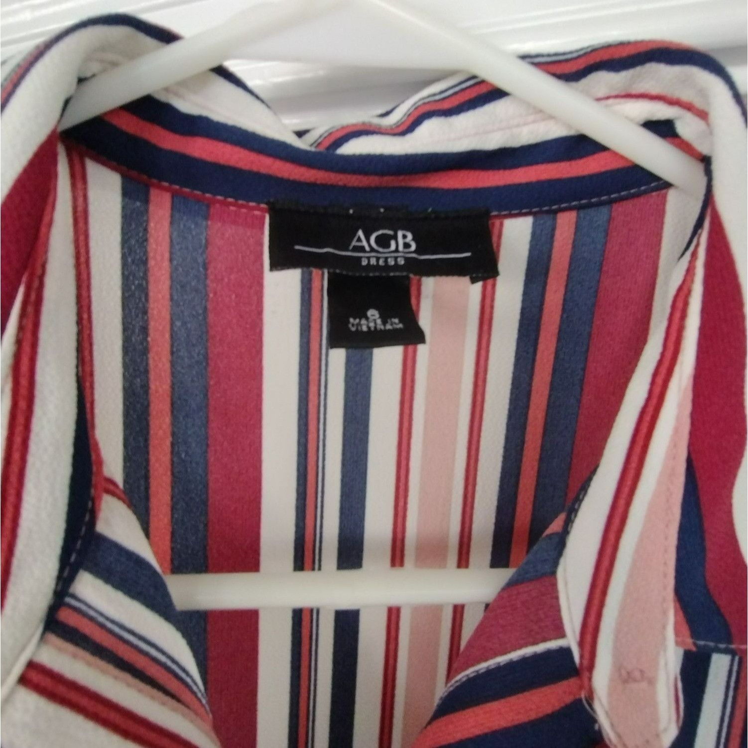 Other AGB Tie-Front Shirt Dress, Size 6, Striped Red Blue Cream, J | Grailed