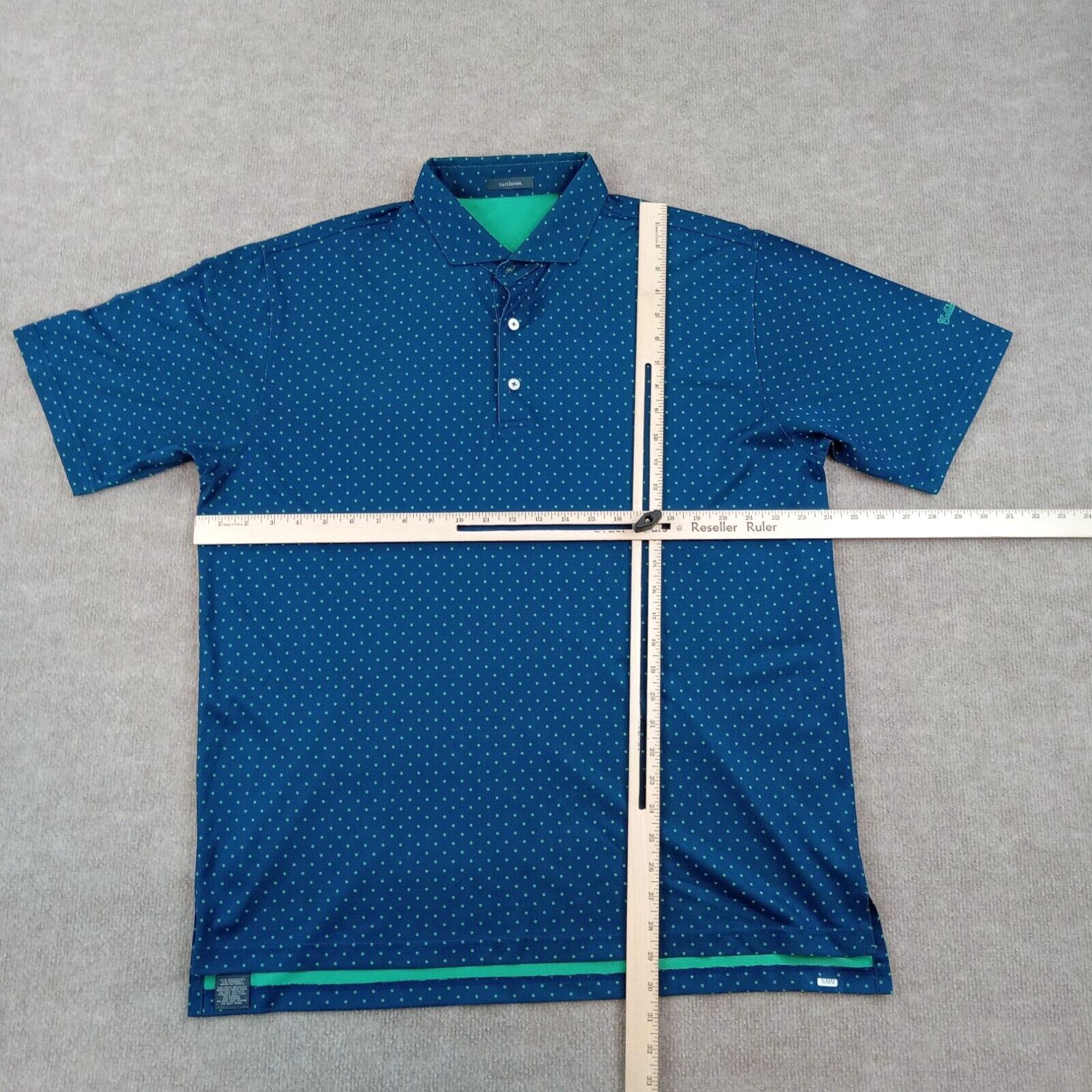 Vintage Turtleson Polo Shirt Men XL Blue Green Polka Dot Short Sleeve ...