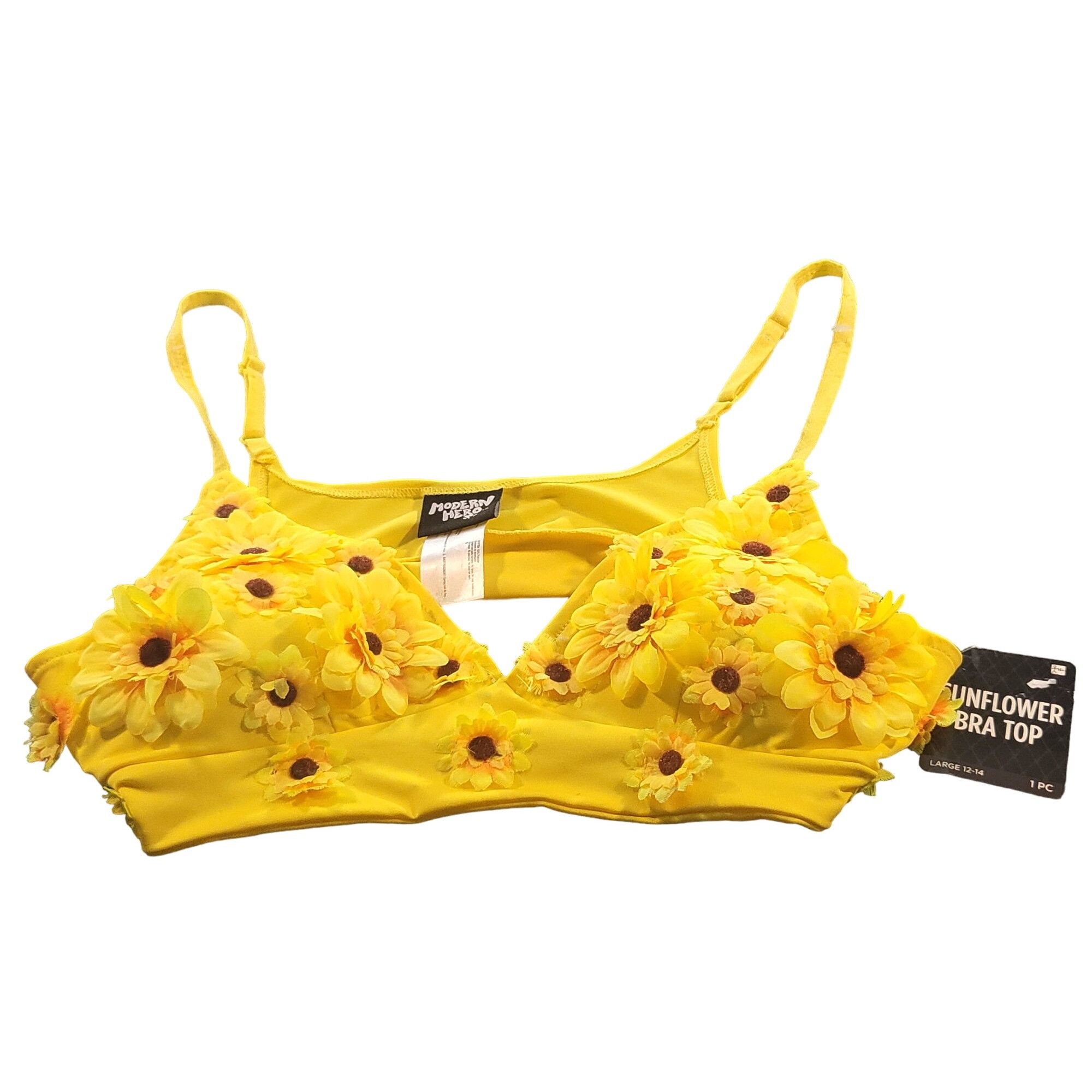Other Modern Hero Sunflower Bra Top Women Sz L 12-14 Yellow Summer ...
