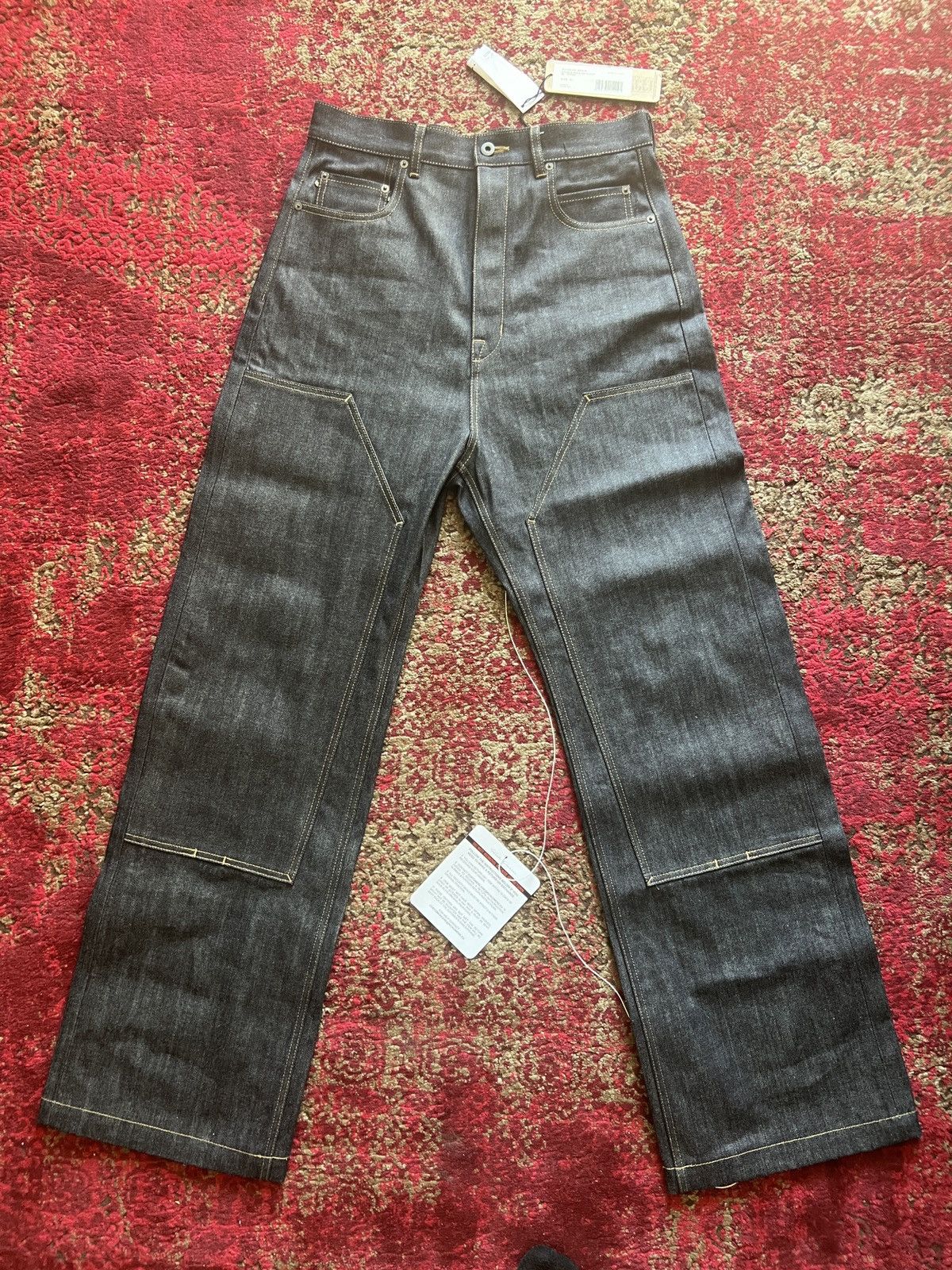 Rick Owens DOUBLE KNEE GETH CUT SS24 LIDO INDIGO JEANS | Grailed