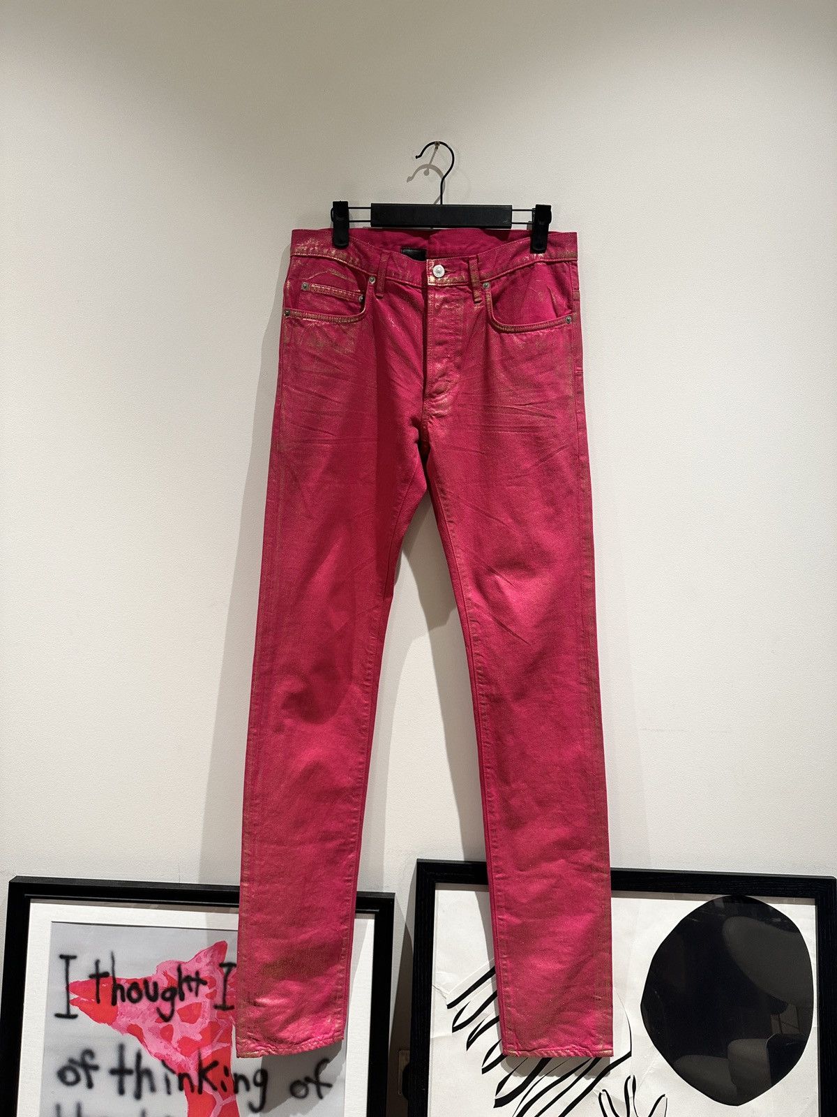 Dior × Hedi Slimane Dior homme hedi pink golden glitter waxed denim ...