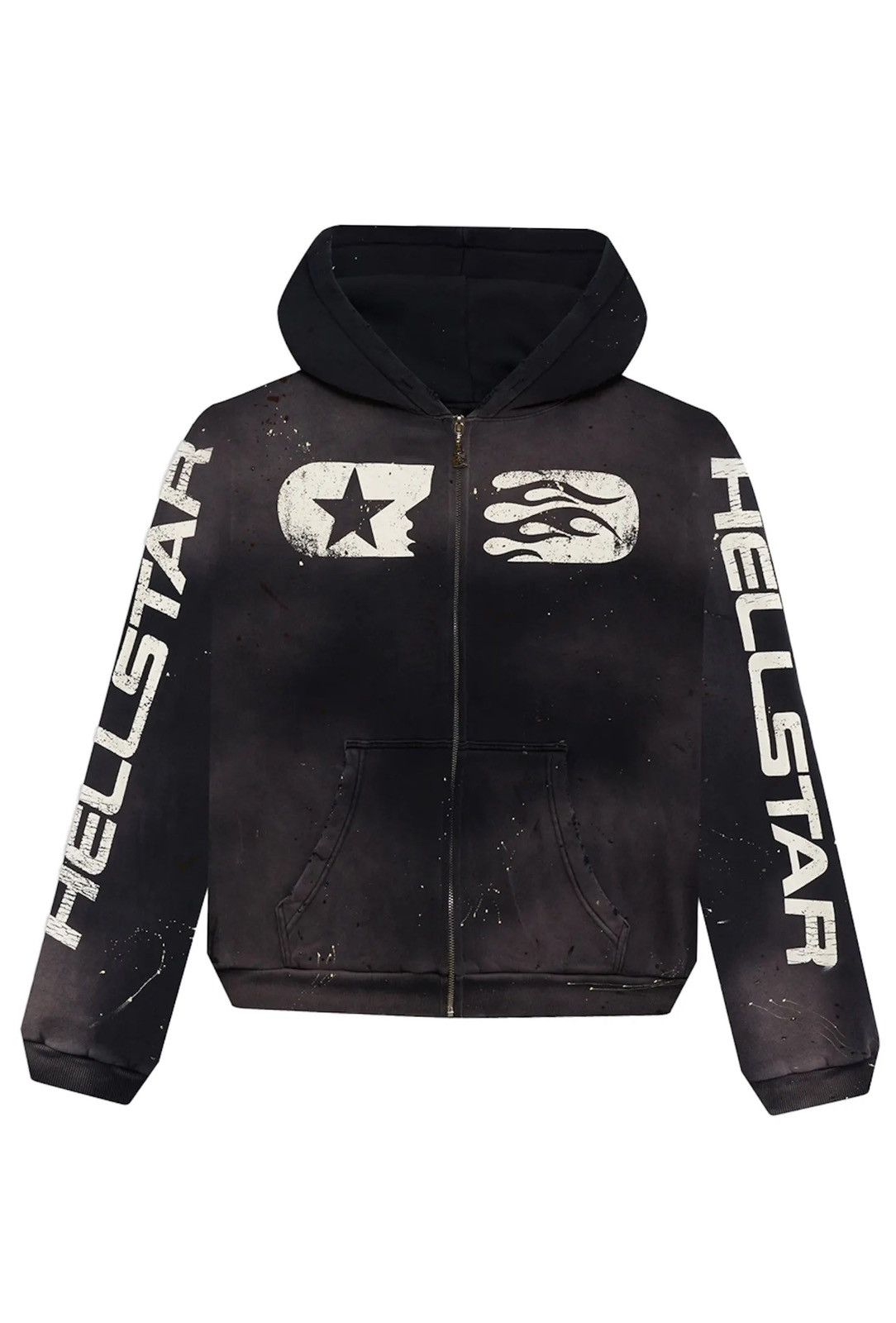 Streetwear HELLSTAR Studios Black Zip-Up Hoodie L | Grailed