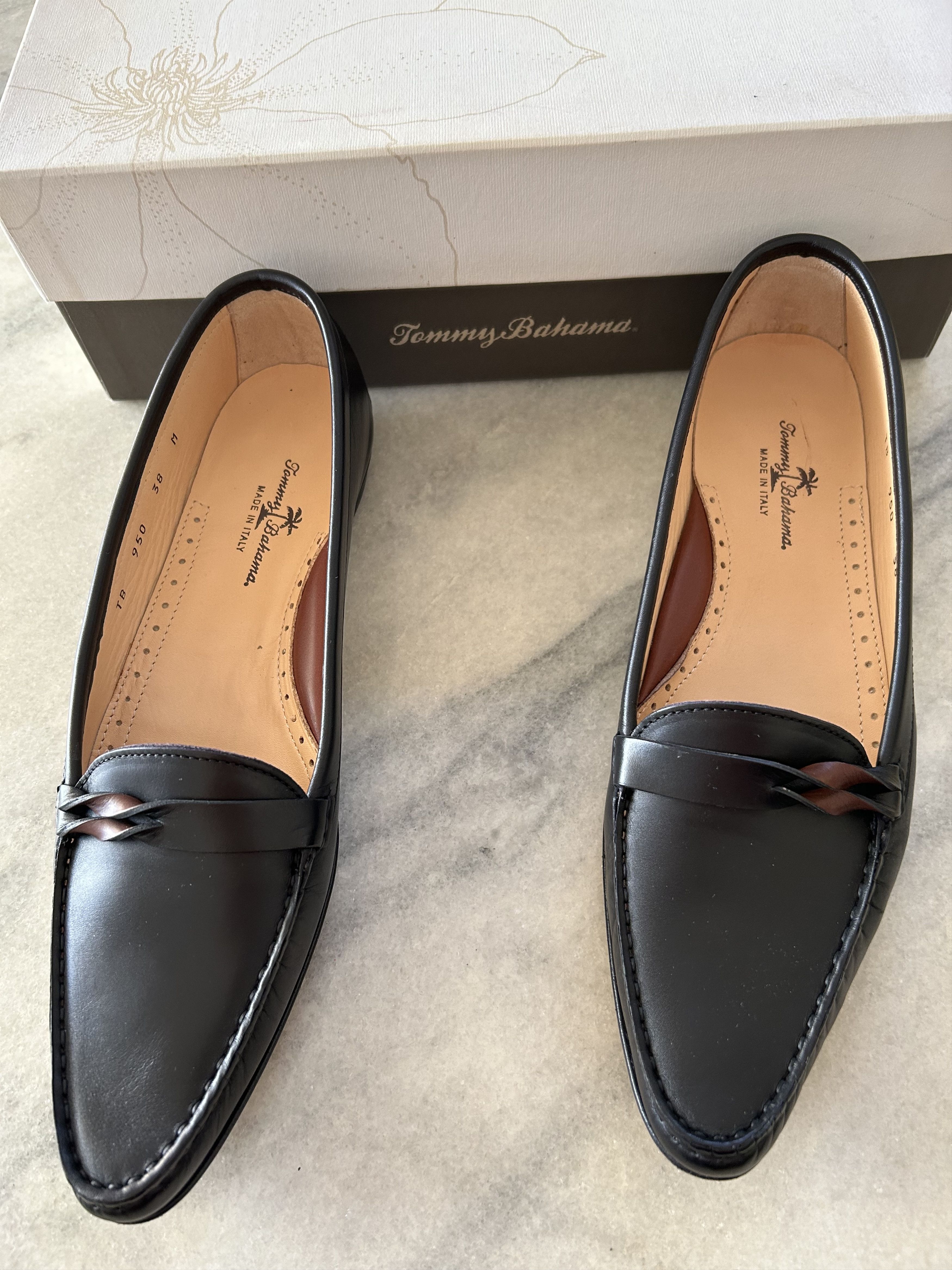 Luxury × Tommy Bahama Tommy Bahama Black All Leather Loafers Made in ...