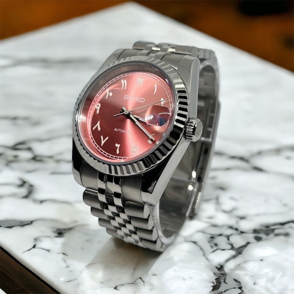 Japanese Brand × Seiko × Watch Seiko Mod Datejust Pink Arabic Dial ...