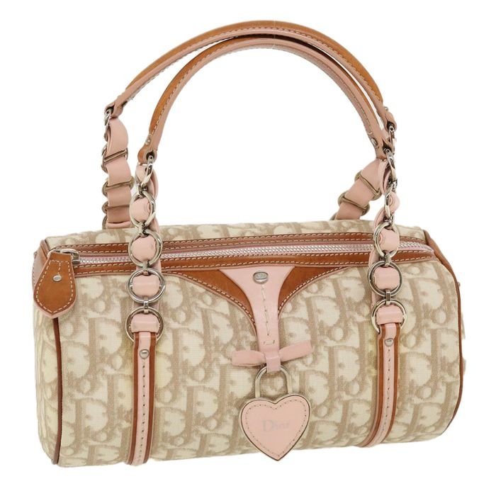 Dior CHRISTIAN DIOR trotter romantic Hand Bag Beige Pink 02-BO-0027 ...