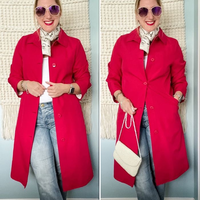 Vintage Vintage Raspberry Pink Long Button Up Rain Coat ☔️ 8P/MP | Grailed