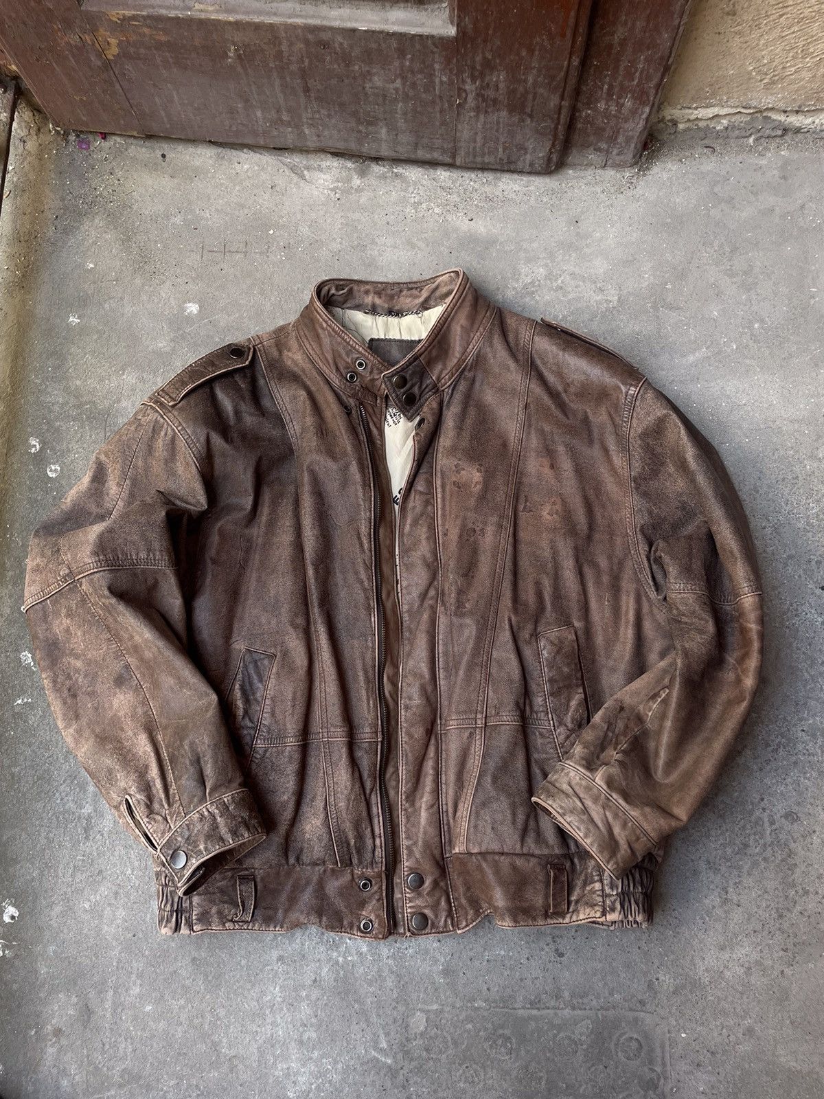 Vintage Korea 80s Vintage Leather ABLC Bomber Jacket Aviator Flight ...