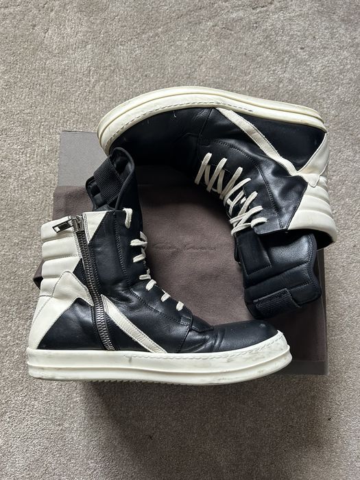 Rick Owens *OG ALL* Rick Owens Black / White Geobaskets - Size 44.5 ...
