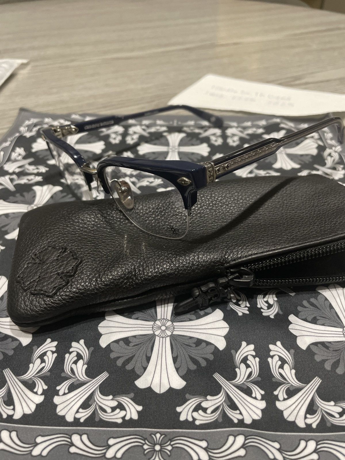 Chrome Hearts Chrome hearts “neeners” navy and silver framing | Grailed