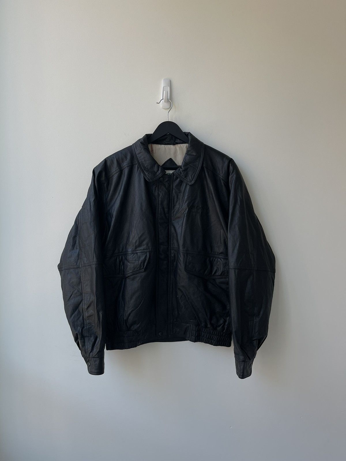 Vintage BIG FRONT POCKET "SONY" LEATHER JACKET - 1990S | Grailed