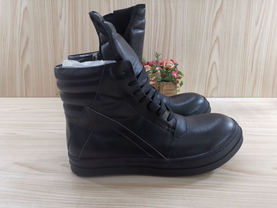 Rick Owens Drkshdw TRIPLE BLACK GEOBASKETS | Grailed