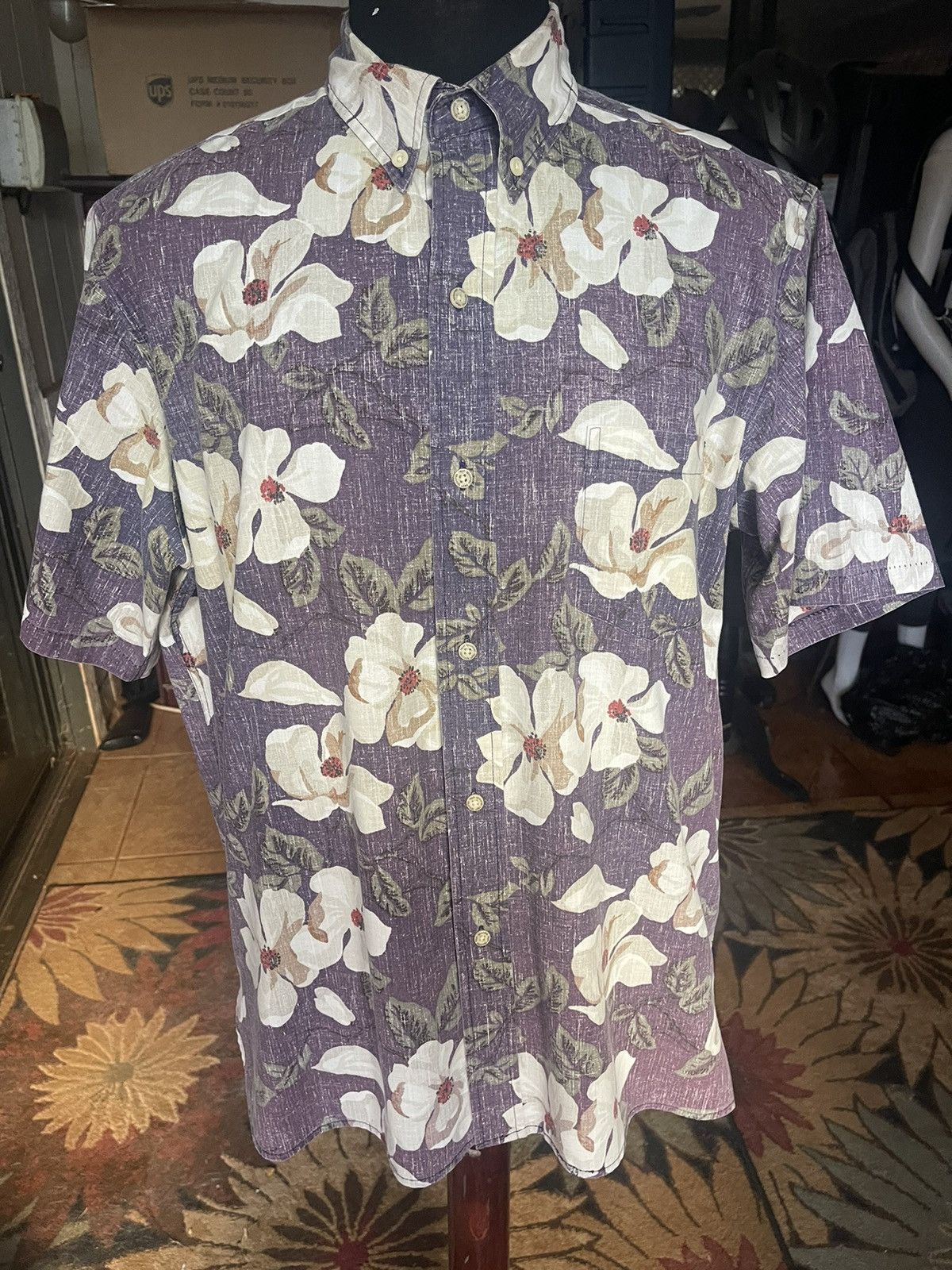 Reyn Spooner Reyn Spooner Full Button Hawaiian Floral Purple Men's ...