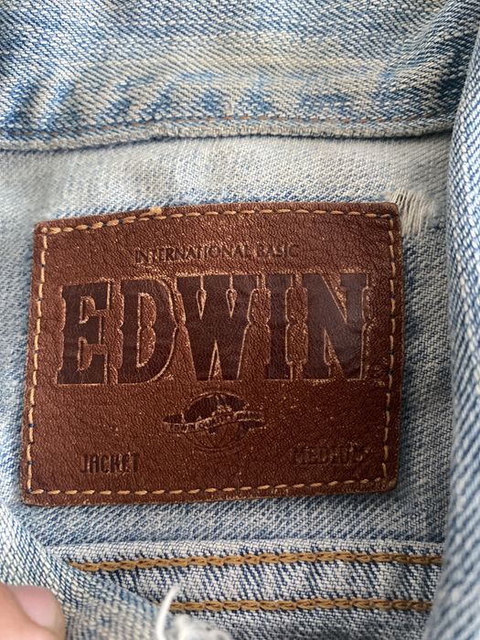 Edwin Vintage Edwin 80s-90s Washed Blue Distressed Denim Jacket | Grailed