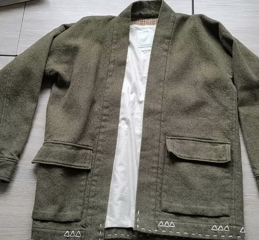 Visvim VISVIM SANJURO dark green robe jacket | Grailed