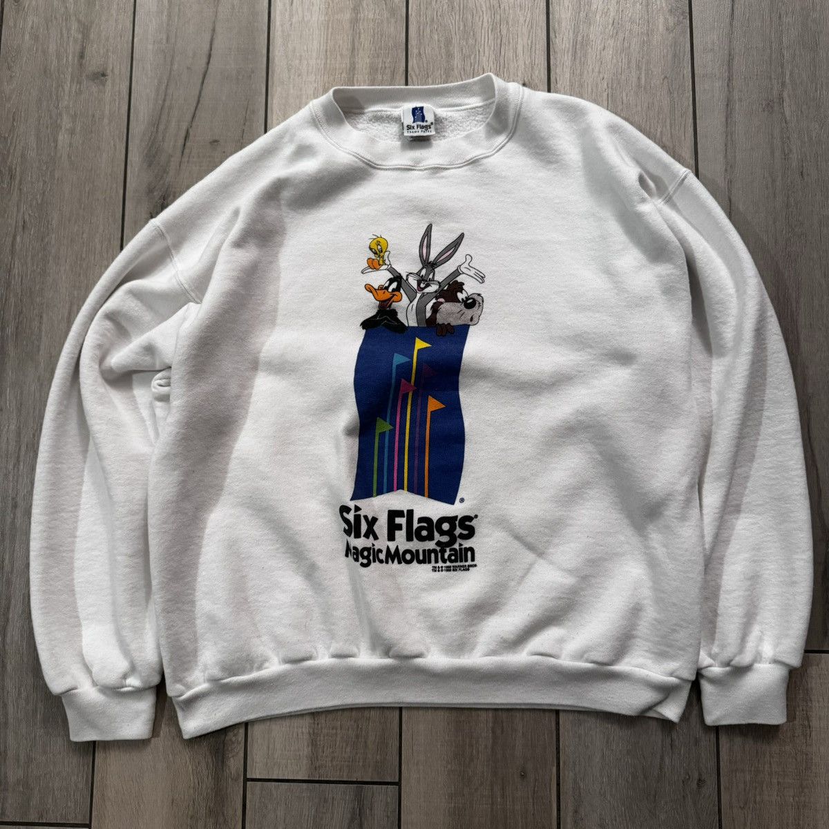 Nike × Stussy × Warner Bros Vintage 1995 White Six Flags Magic Mountain ...