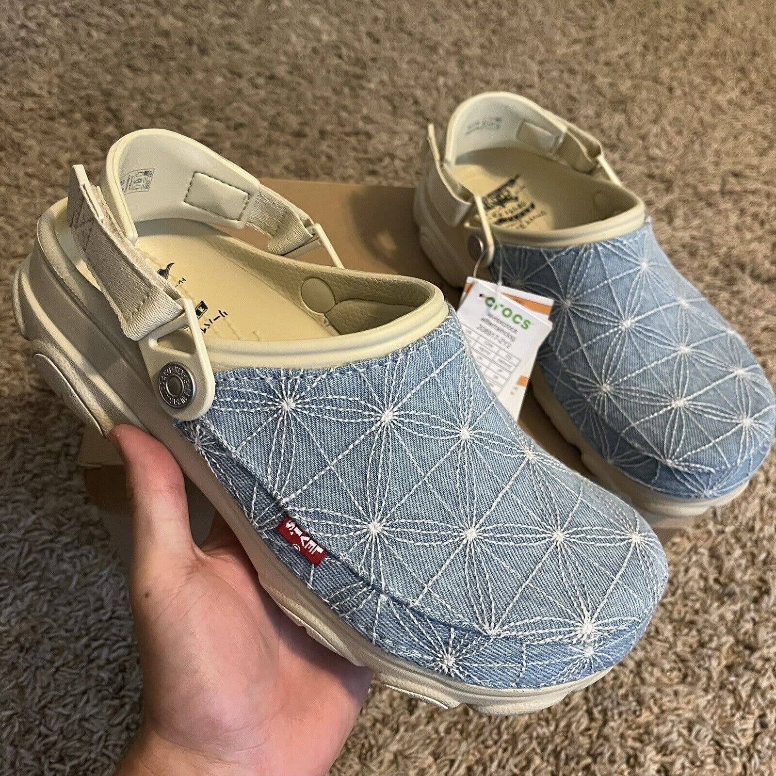 Crocs × Levi's NEW All Terrain Clog Big E Sashiko Denim Shoes W ...