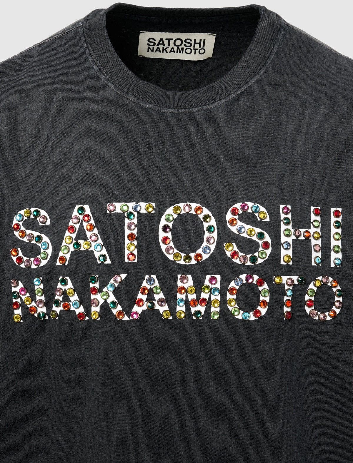 Satoshi Nakamoto Rare SATOSHI NAKAMOTO Studded Logo shirt washed black ...