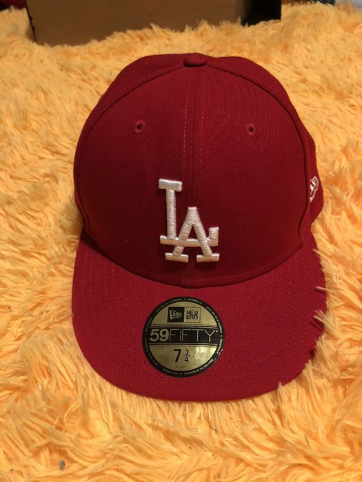 New Era New Era Red LA Fitted Hat | Grailed