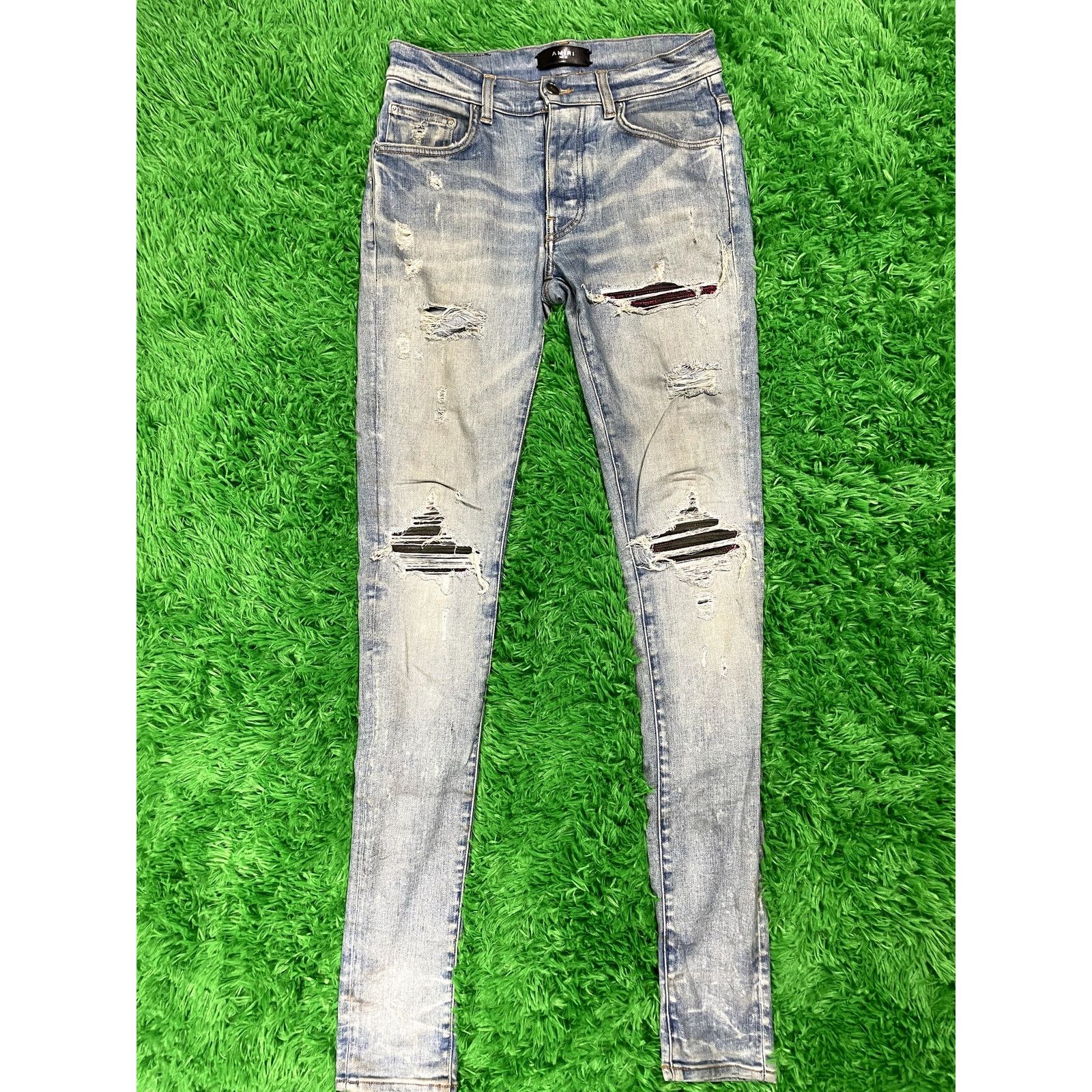 Amiri Amiri Jeans MX1 Light Wash Pink Black Patch 28 | Grailed