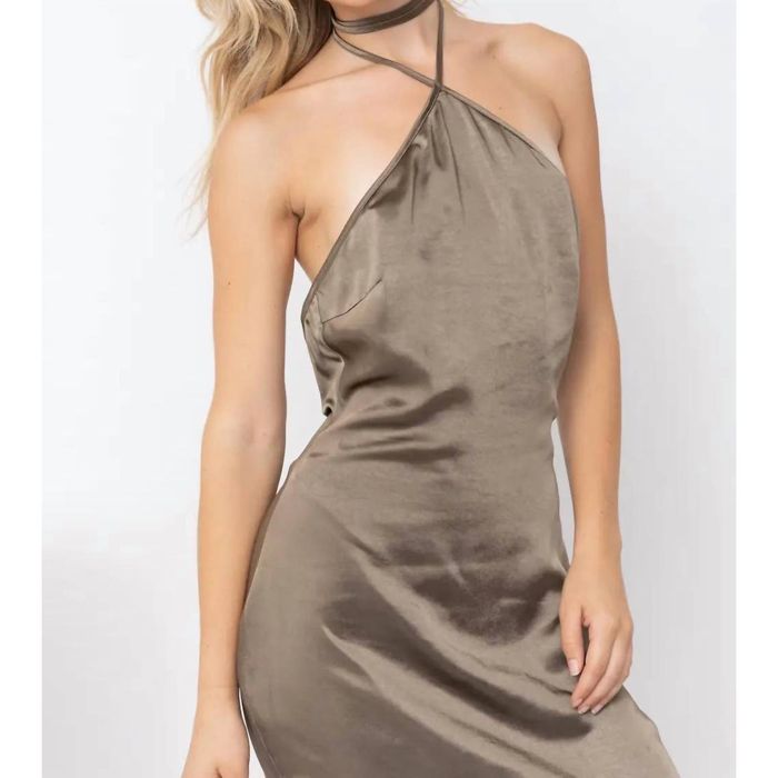 Designer PRETTY GARBAGE Satin Slip Dress In Dark Olive | Grailed