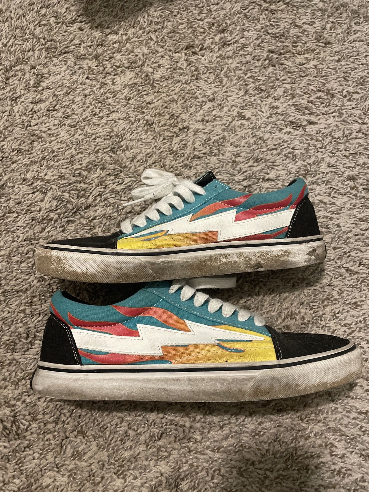 Vans “Vans” Sneakers Lightning Bolt Teal Flame | Grailed