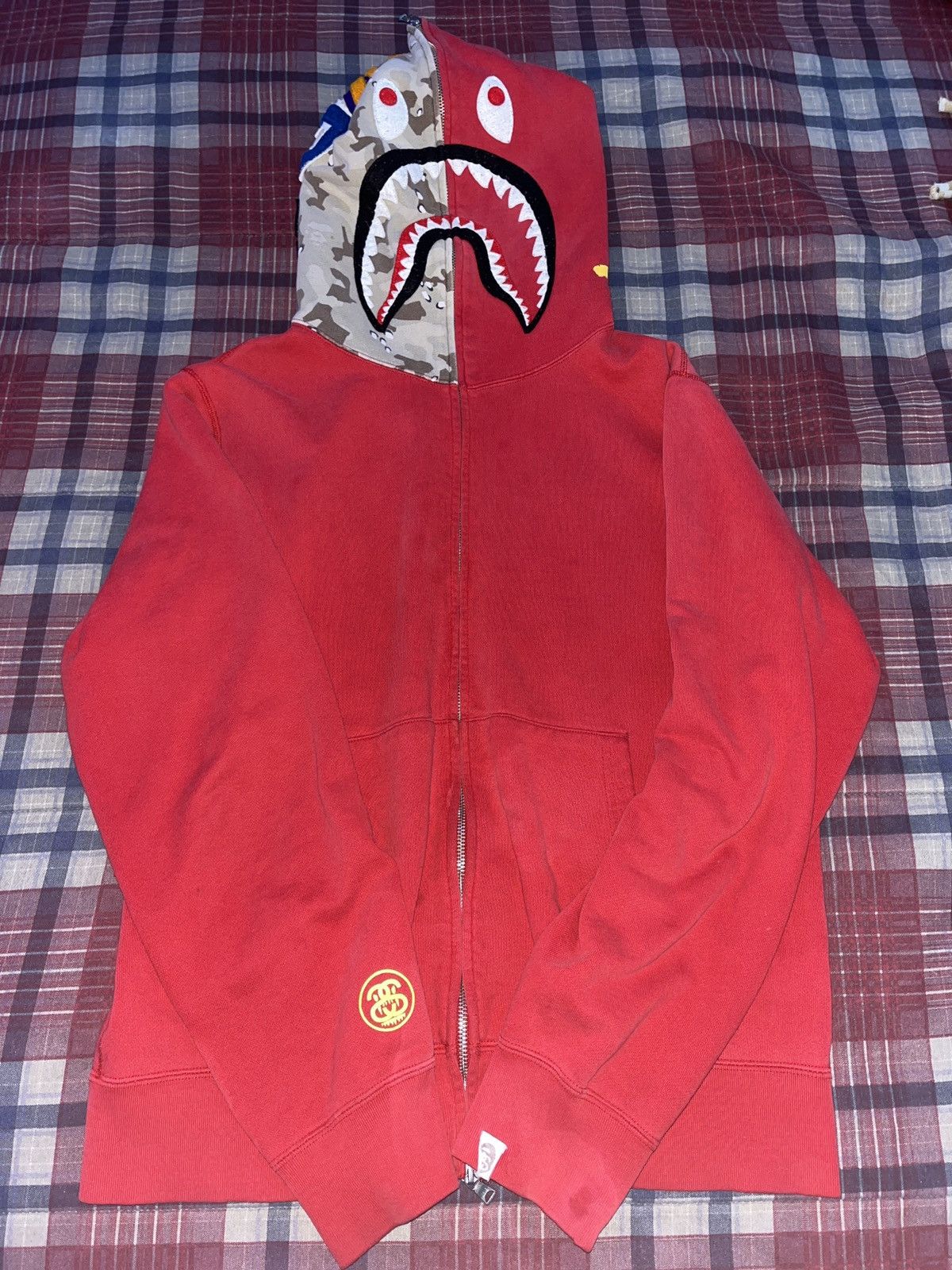 Bape × Stussy Bape x Stussy Shark Full Zip Hoodie | Grailed