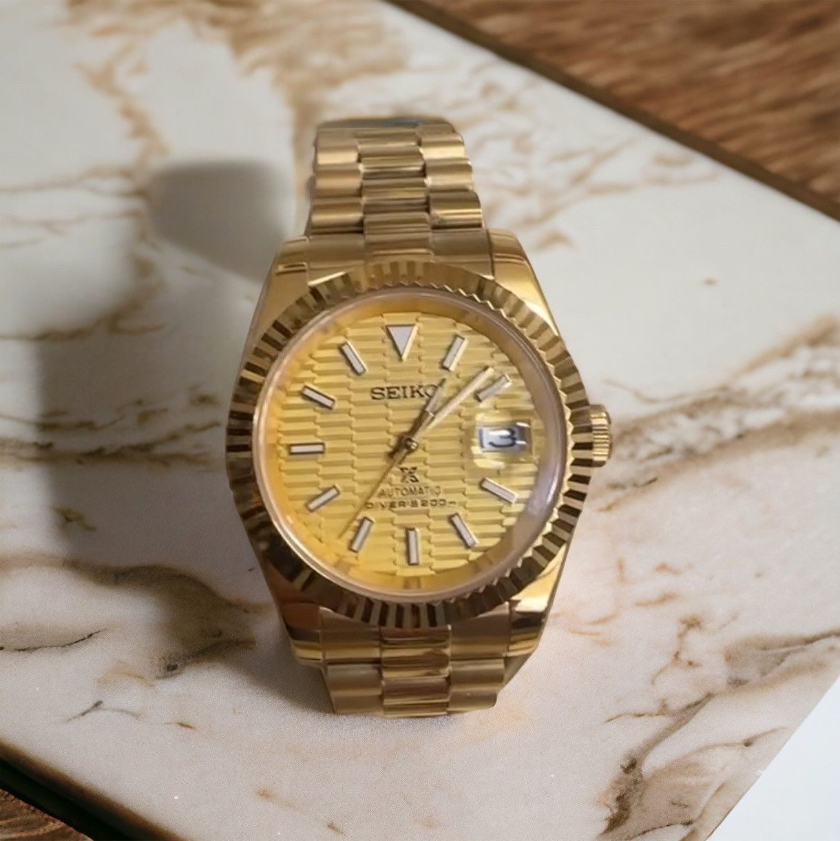 Seiko Seiko Mod Datejust Gold Presidential Custom Automatic Watch | Grailed