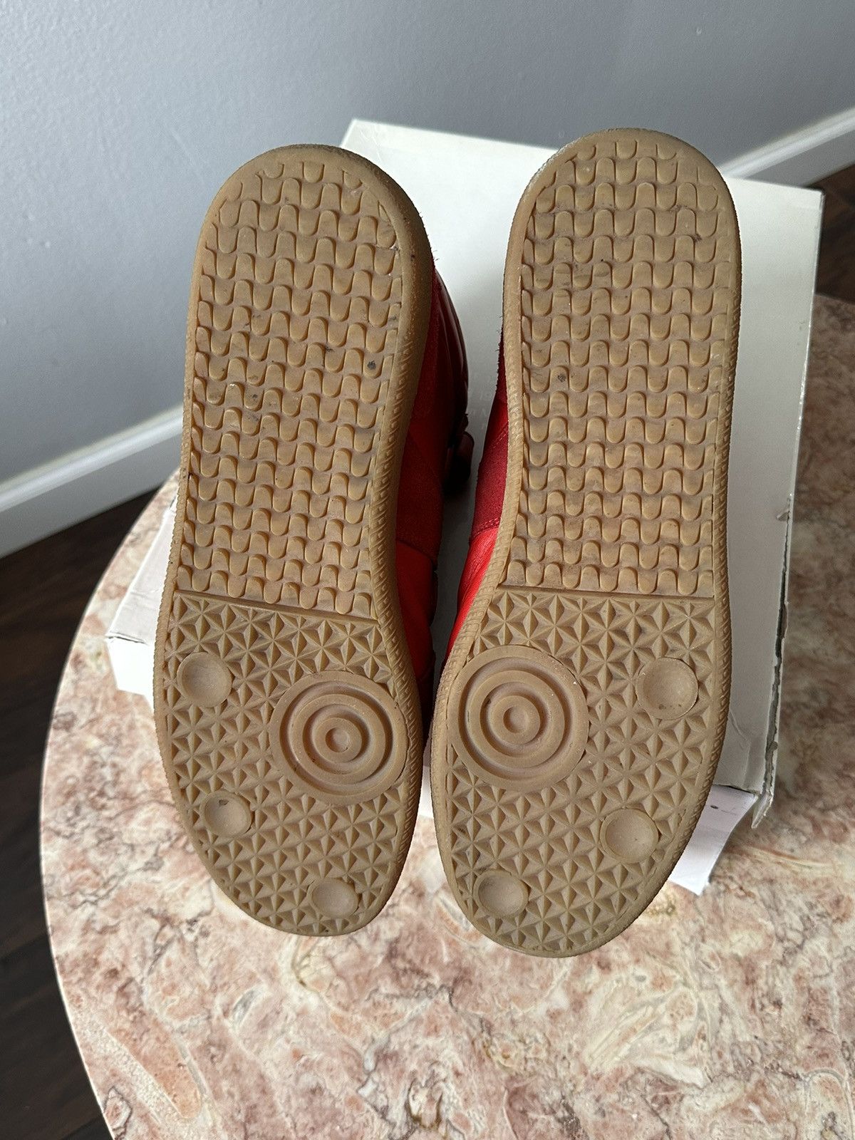 Maison Margiela Maison Margiela High-top Red Leather Velcro GAT ...