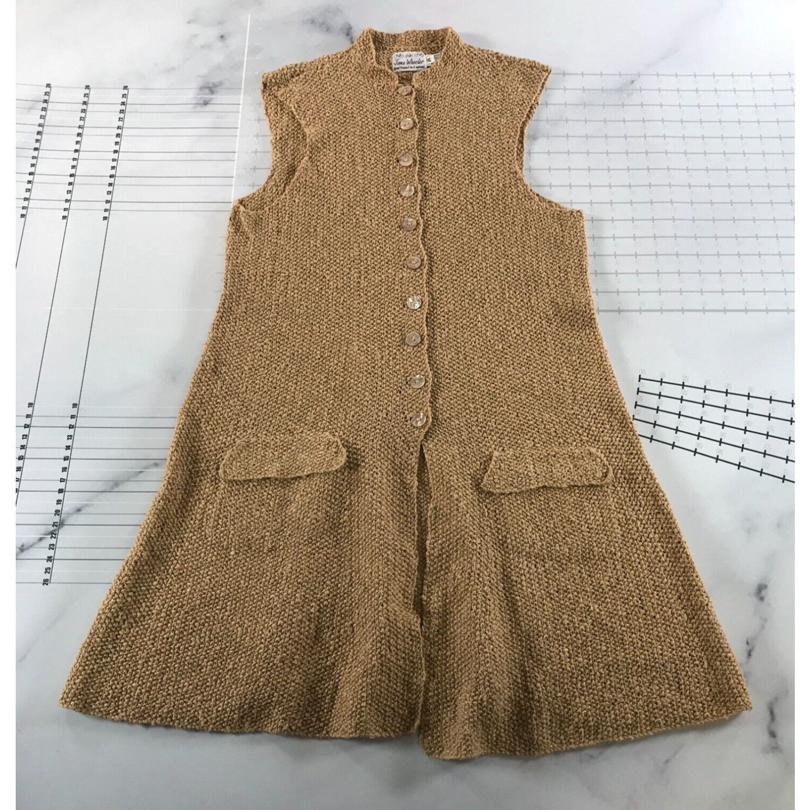 Blend Jane Wheeler Tank Dress Medium Beige Seed Stitch Linen Blend Art ...