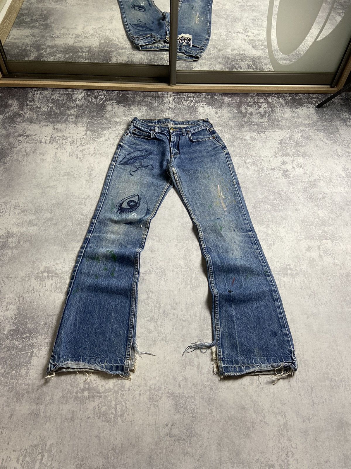 Vintage Flared Lee 90s Flare Distressed Dirty Y2K BootCut Jeans | Grailed
