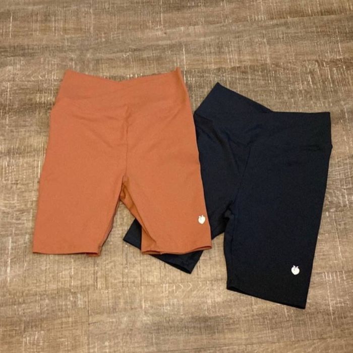 Lululemon FLEXLIVING Blue Grey Peach Scrunch High Rise Biker Short 7 ...