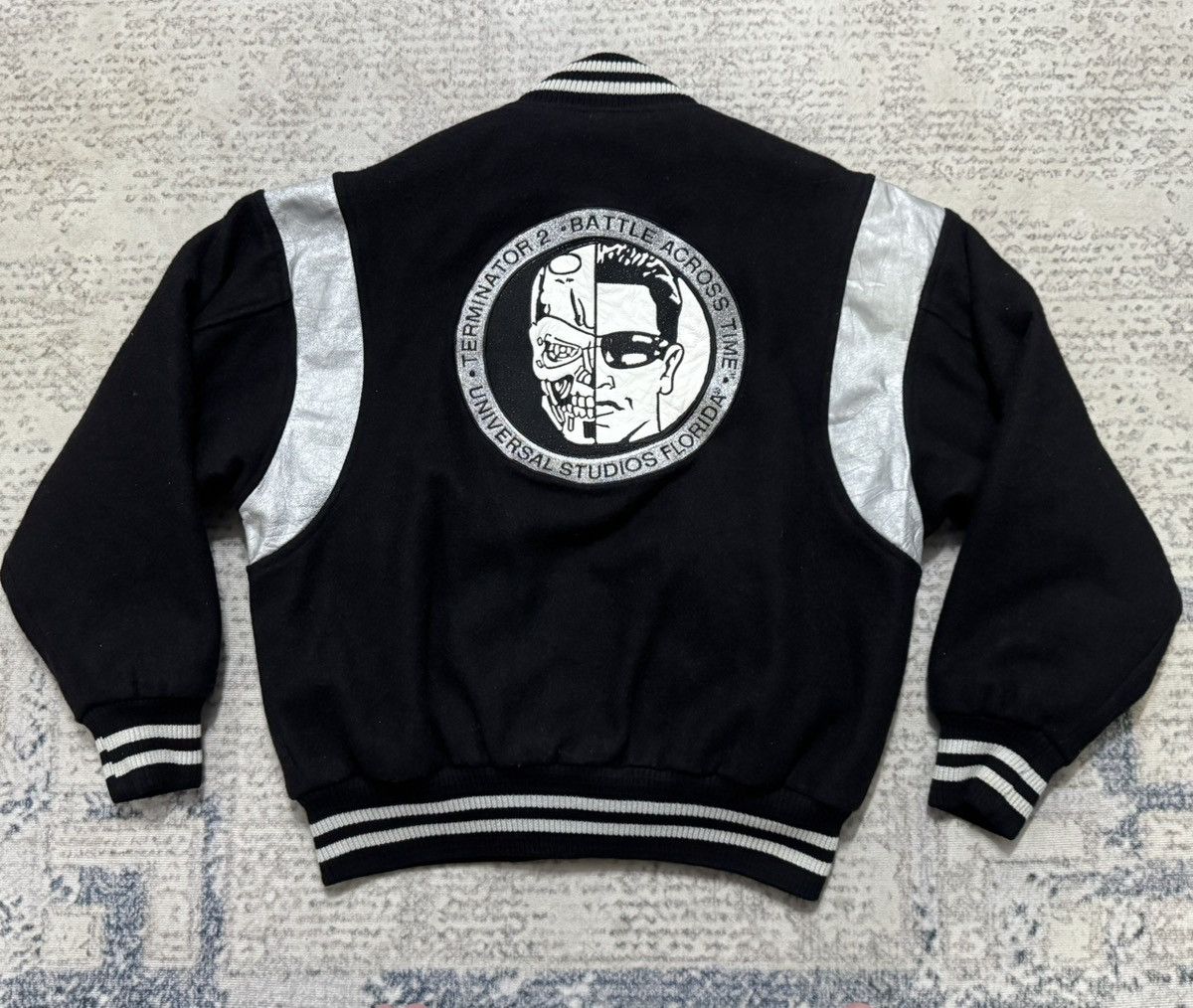 Vintage Vintage 90s TERMINATOR 2 Wool Leather Bomber Varsity Jacket ...
