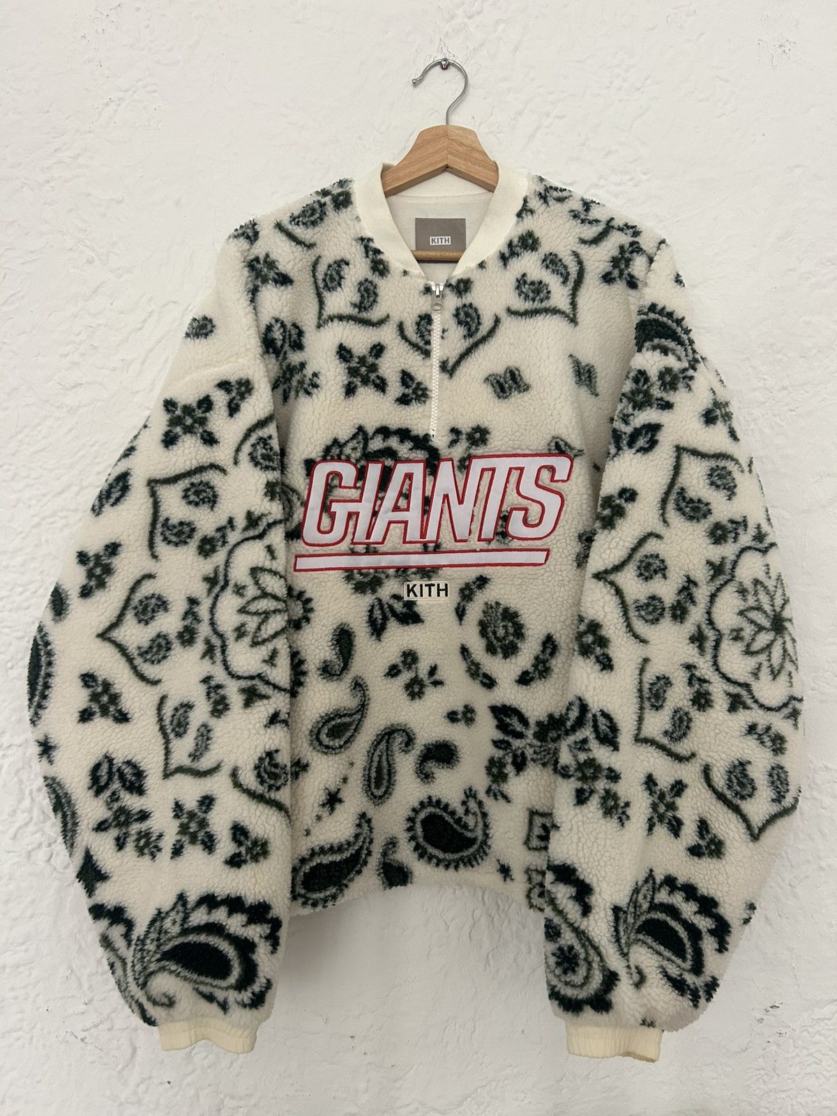 Kith × NFL Quarter-Zip Sherpa New York Giants Paisley Jacket | Grailed