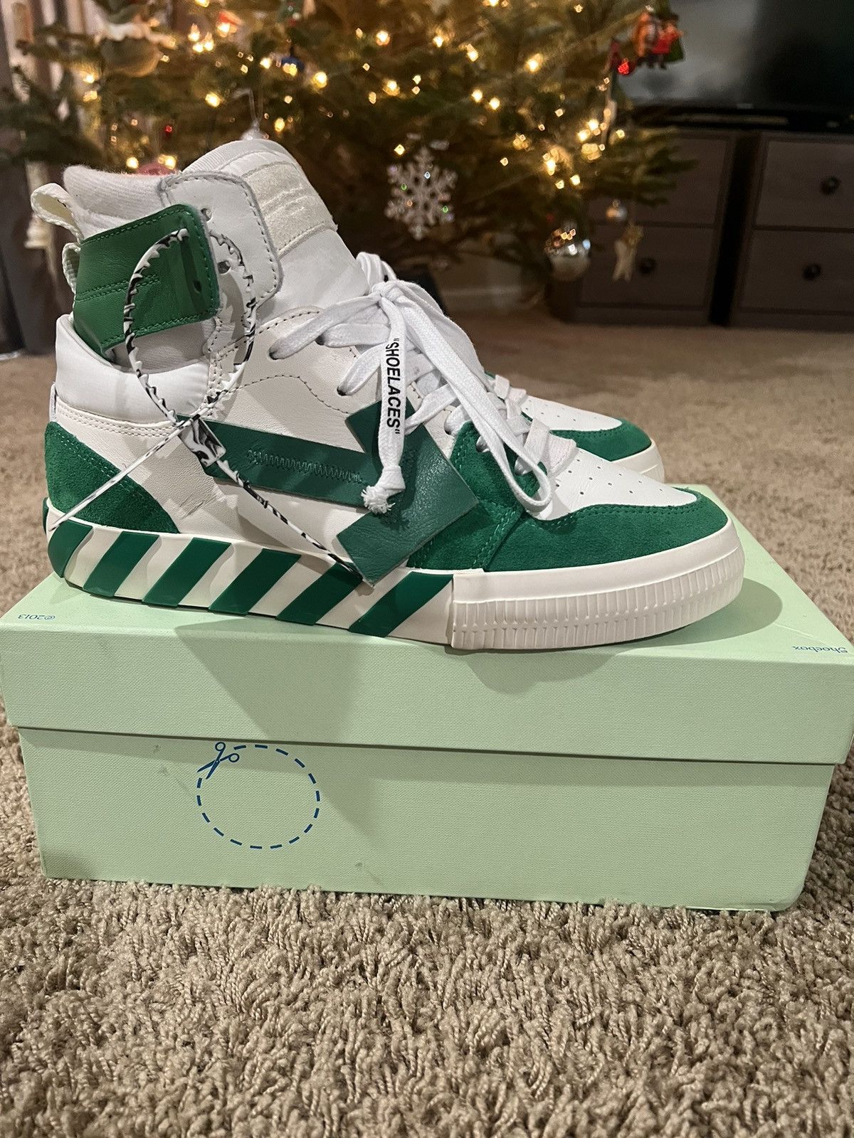 Off-White Off White High Top Vulcanized Green | Grailed