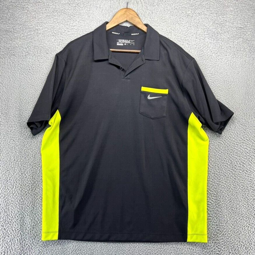 Nike Nike Polo Shirt Men's Extra Large Black Neon Volt Tour Performance ...