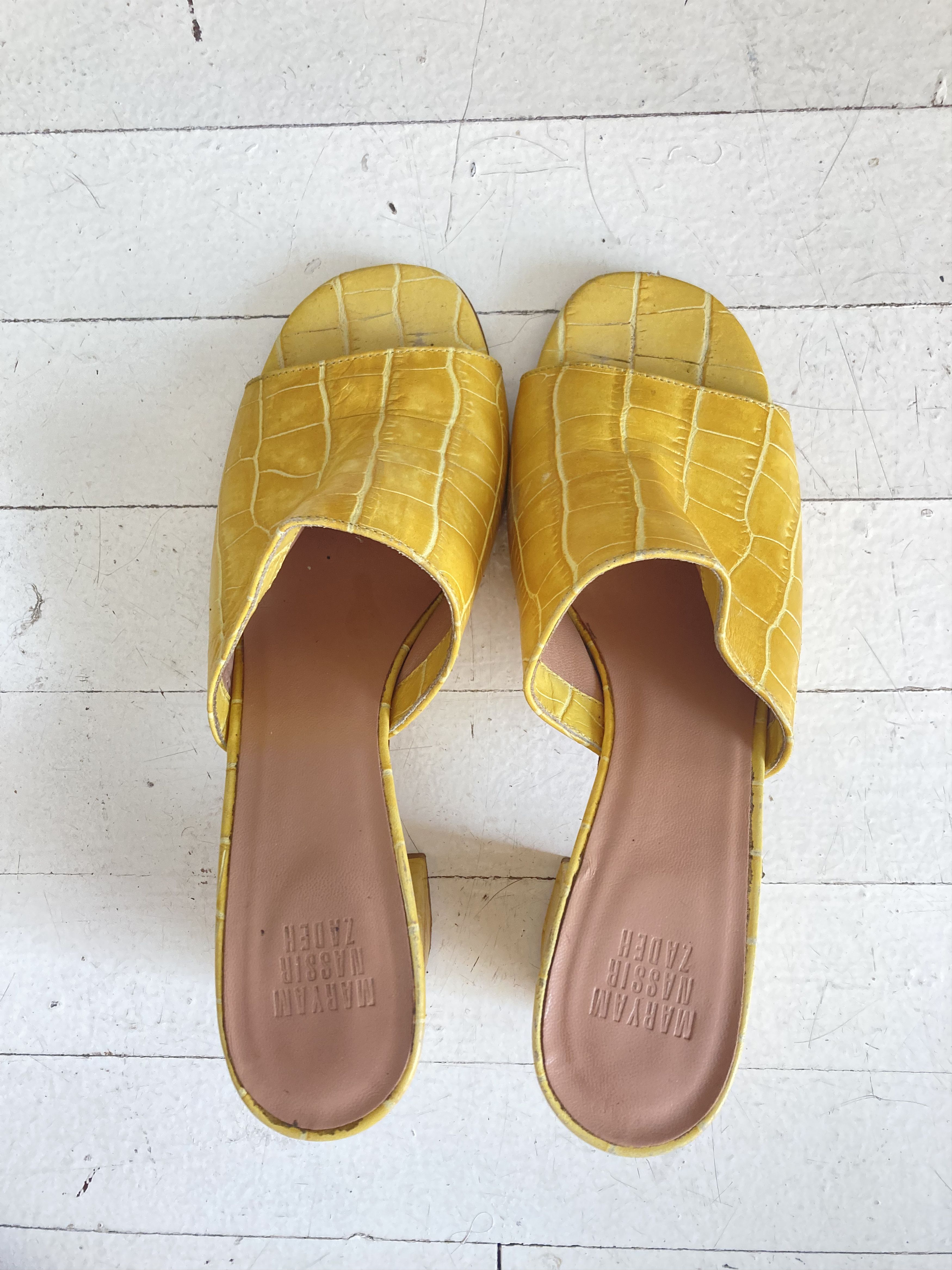 Maryam Nassir Zadeh Maryam Nassir Zadeh Yellow Croc Sandal | Grailed