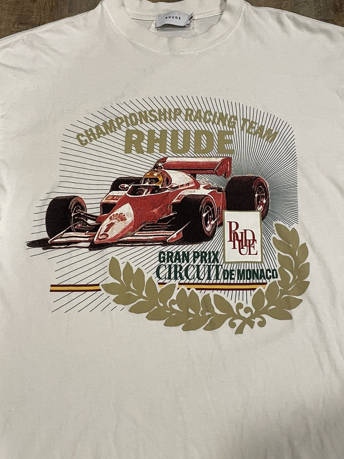 Rhude Rhude Podium Tee Championship Racing Team Monaco F1 Cream | Grailed