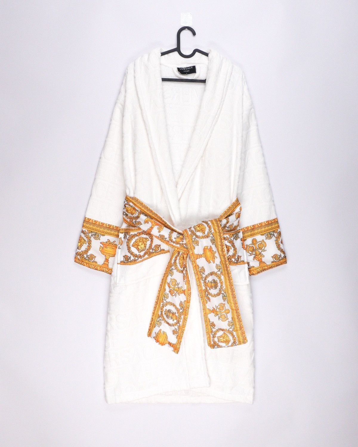 Versace Versace Medusa Baroque Gold Logo White Bath Belted Robe | Grailed