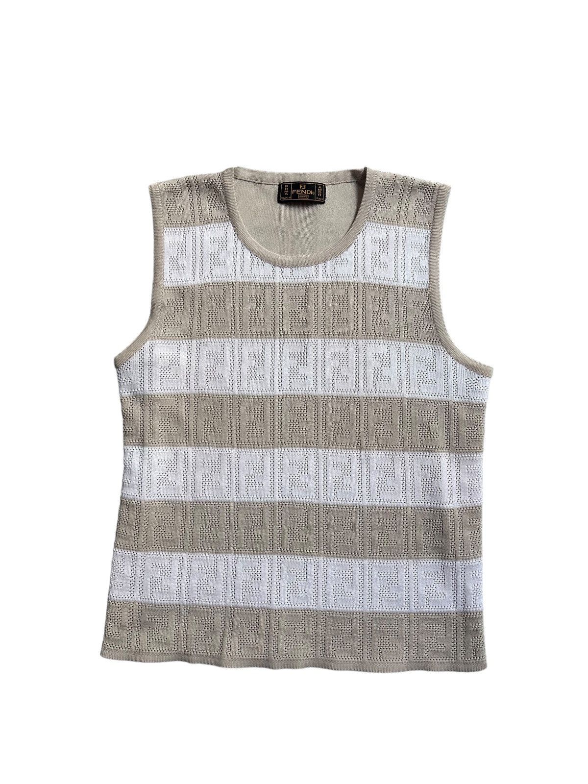 Fendi × Vintage 🔥Ultra rare fendi monogram 90s tank mesh top F logo ...