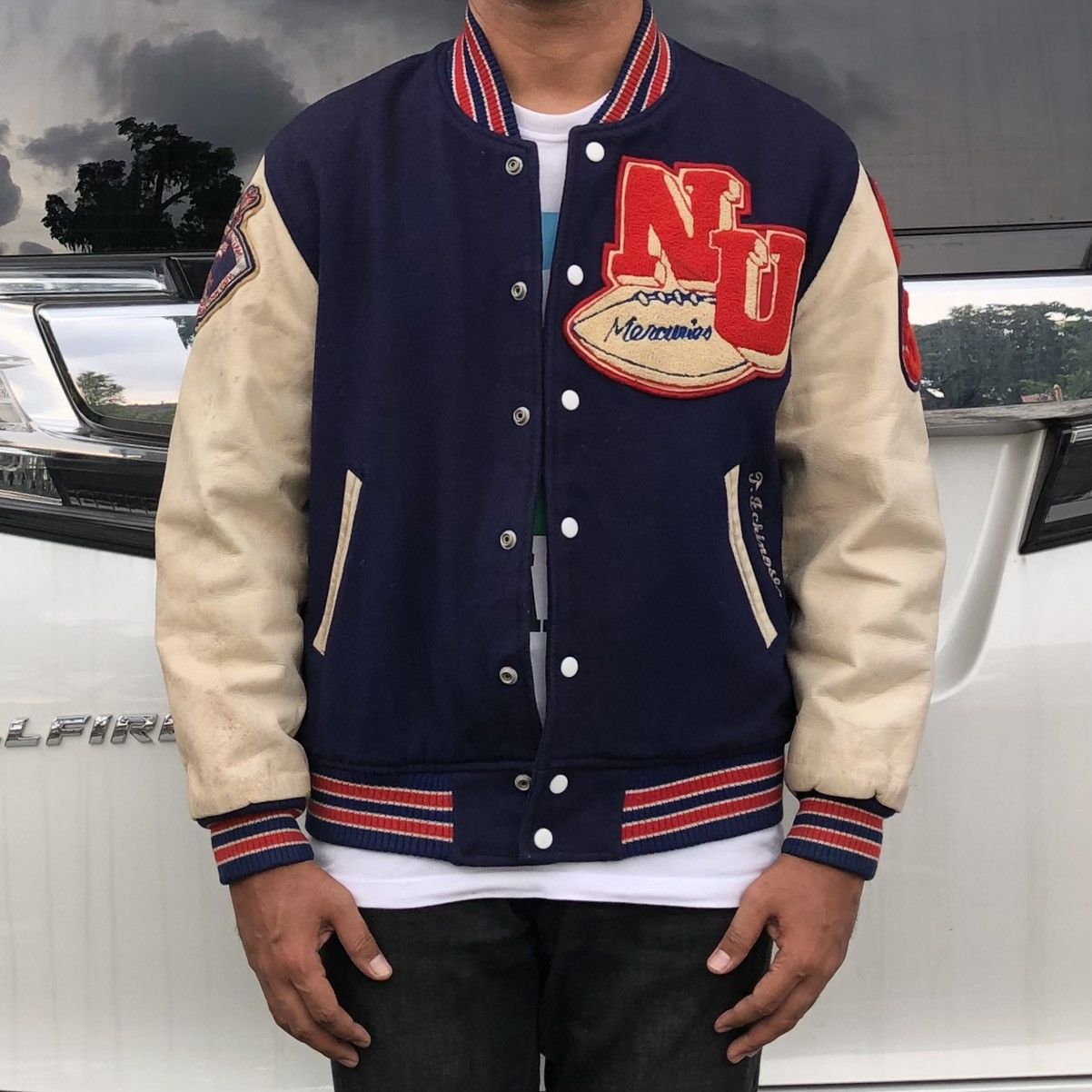 Vintage Vintage NU Basketball Latterman Wool Leather Varsity Jacket ...
